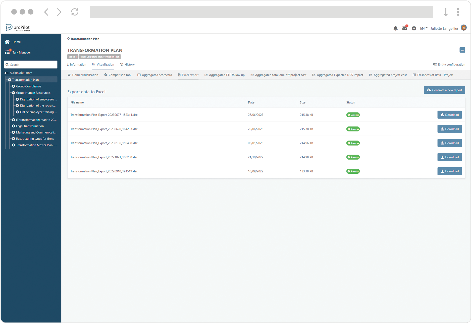 Create an Excel Export visualization